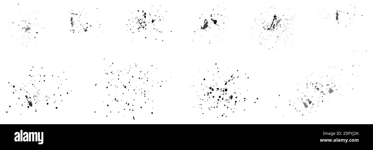 Set of black drops splatter with watercolor hand-painted isolated on ...