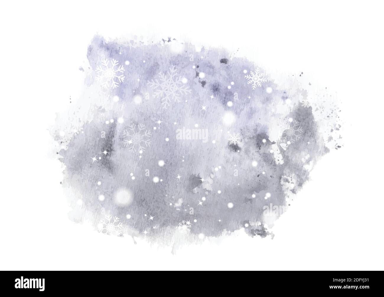 Winter christmas card hand-painted watercolor. Artwork snowflakes and ...