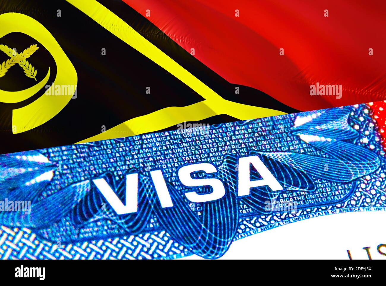 Vanuatu Visa. Travel to Vanuatu focusing on word VISA, 3D rendering ...