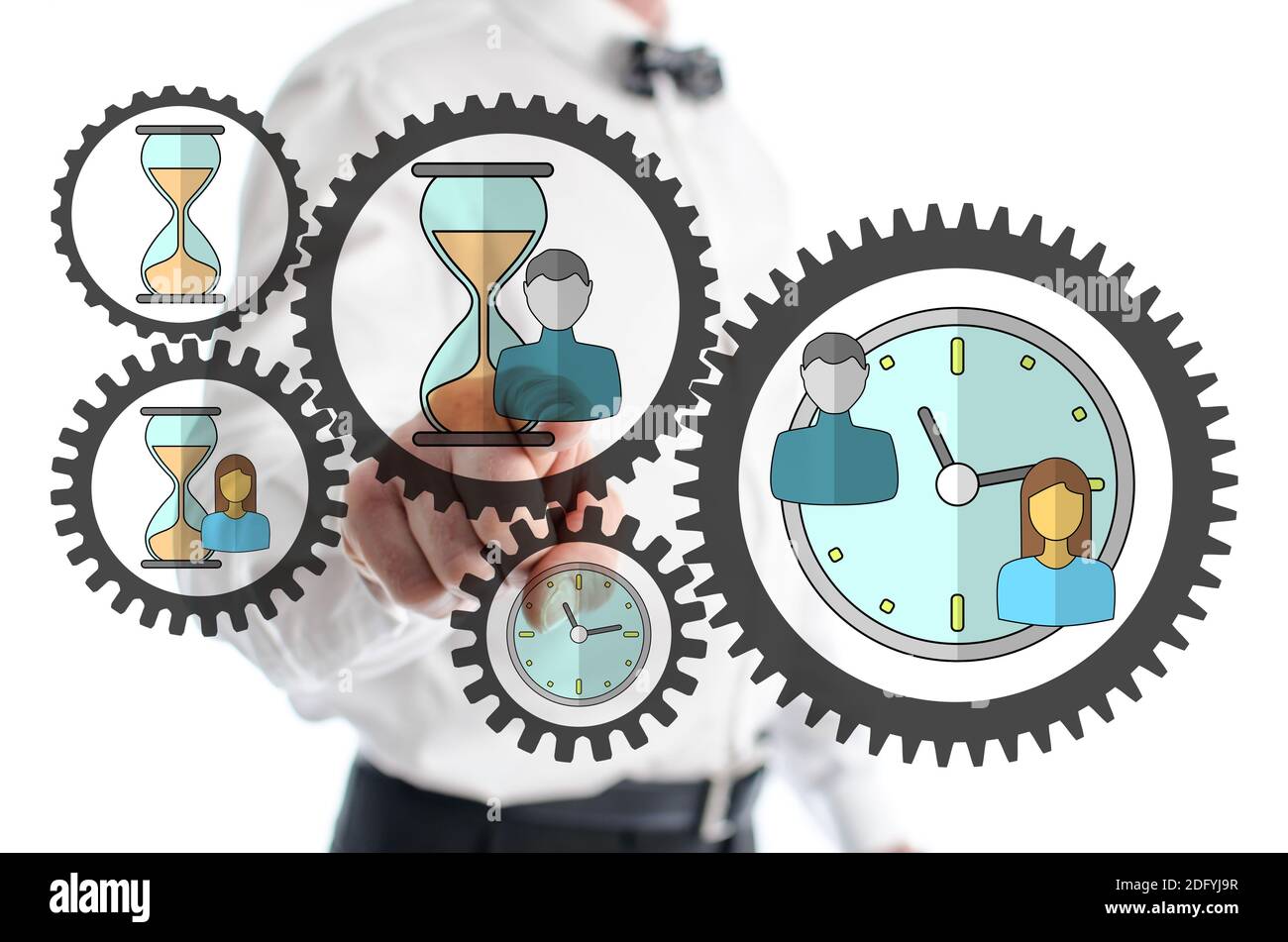 Time management concept shown by a man in background Stock Photo - Alamy