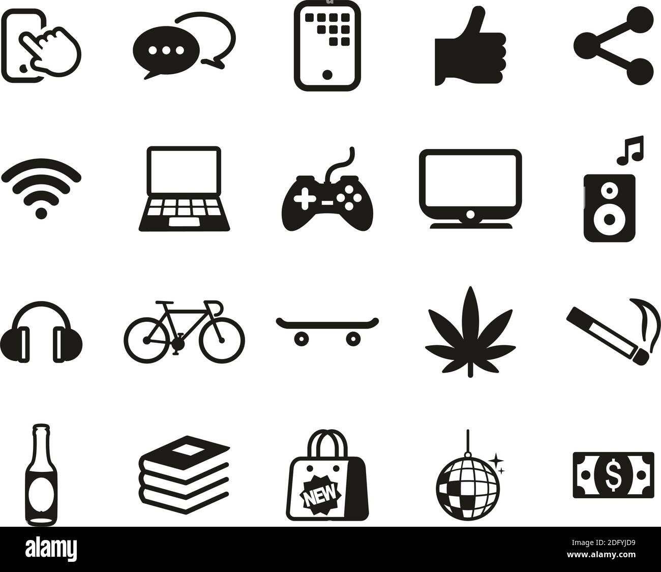 Teenager Icons Black & White Set Big Stock Vector Image & Art - Alamy