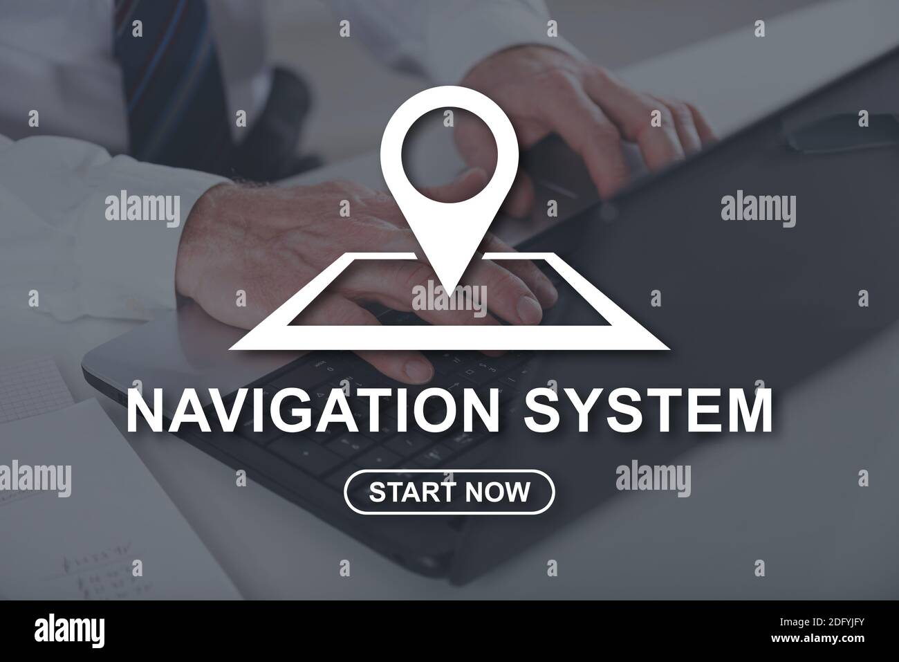 Navigation system concept illustrated by a picture on background Stock ...