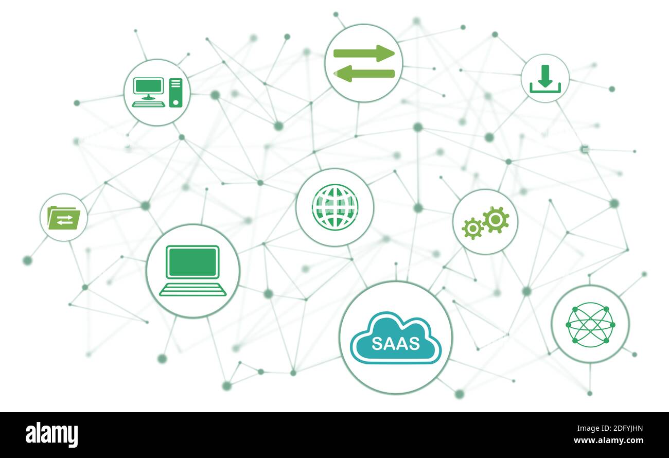 Concept of saas with connected icons Stock Photo - Alamy