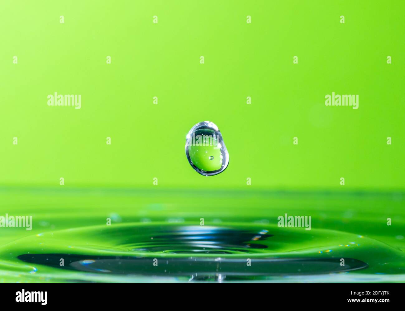 Water drop falling and impacting body of water. macro photo Stock Photo ...