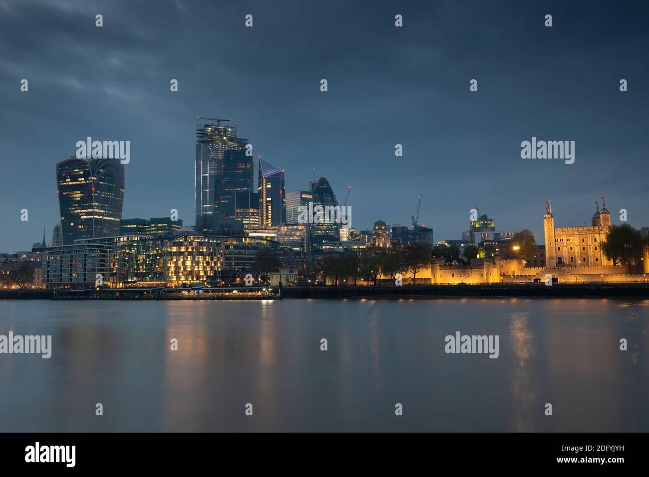 London City. Financial District of London UK at night Stock Photo - Alamy
