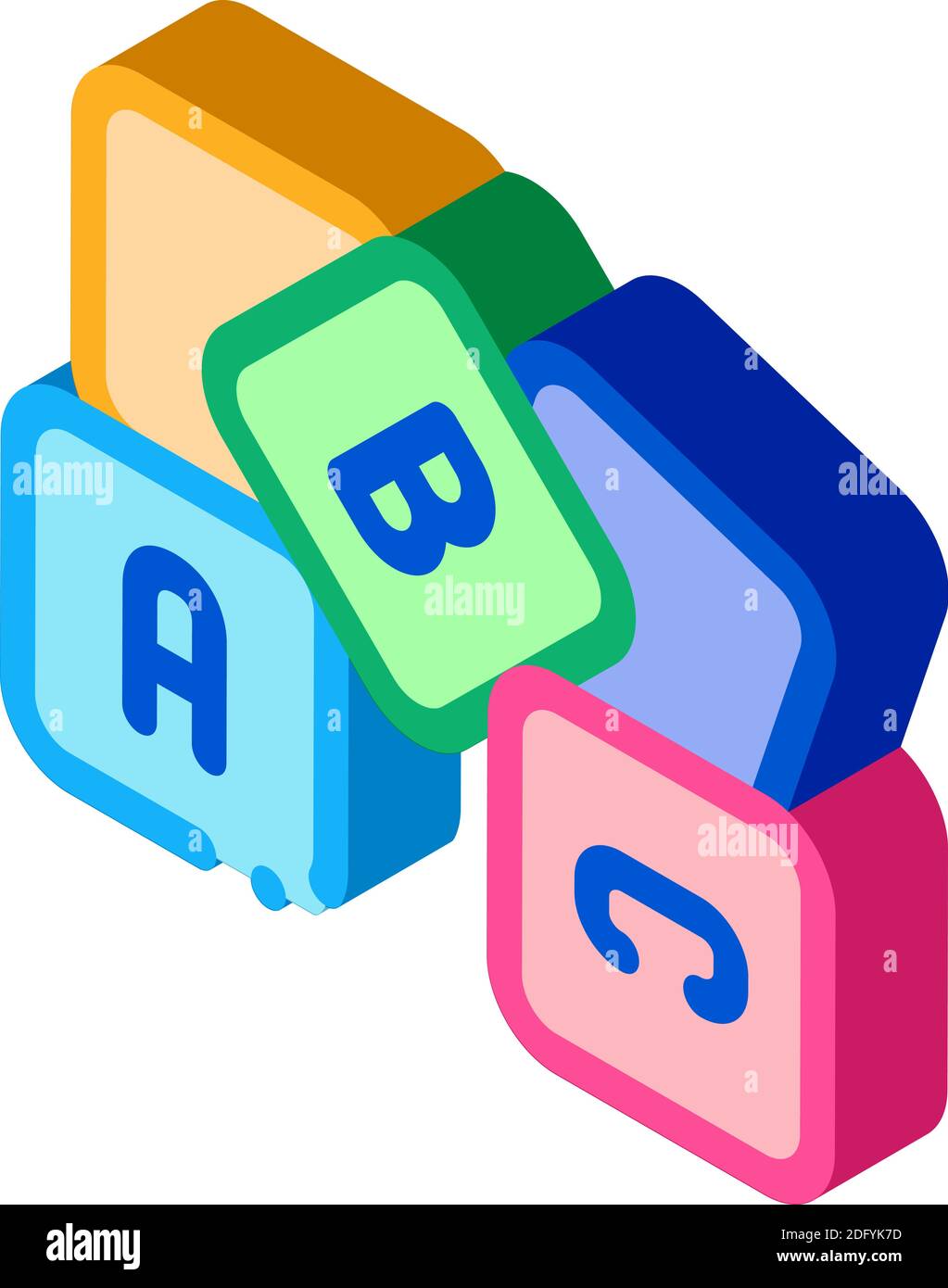preschool education alphabet blocks isometric icon vector illustration ...