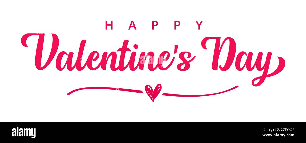 Happy Valentines Day pink typography banner. Valentine Day greeting ...