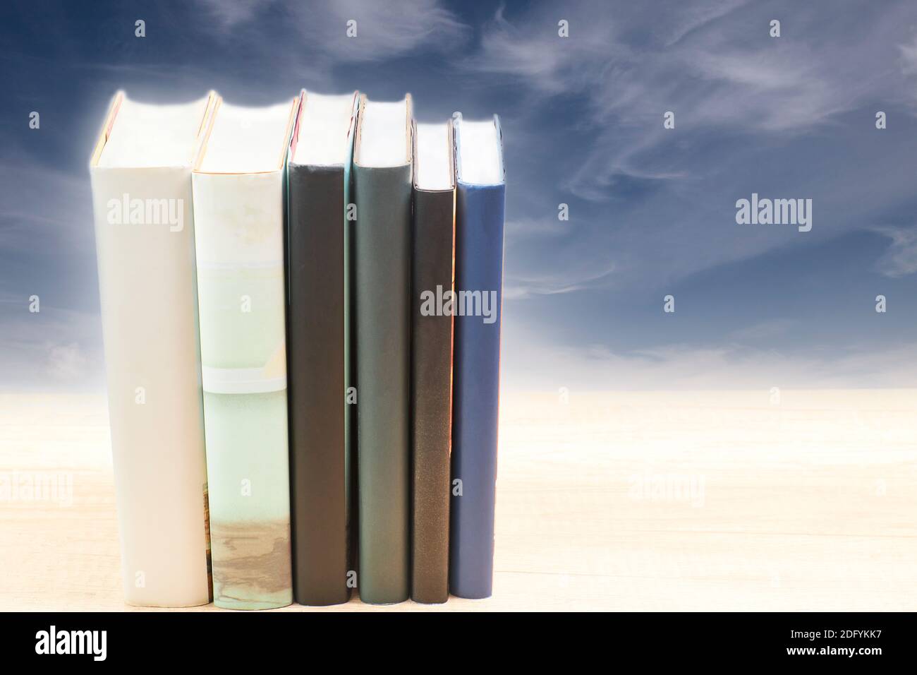 Group of reading books standing on a table Concept education, library ...