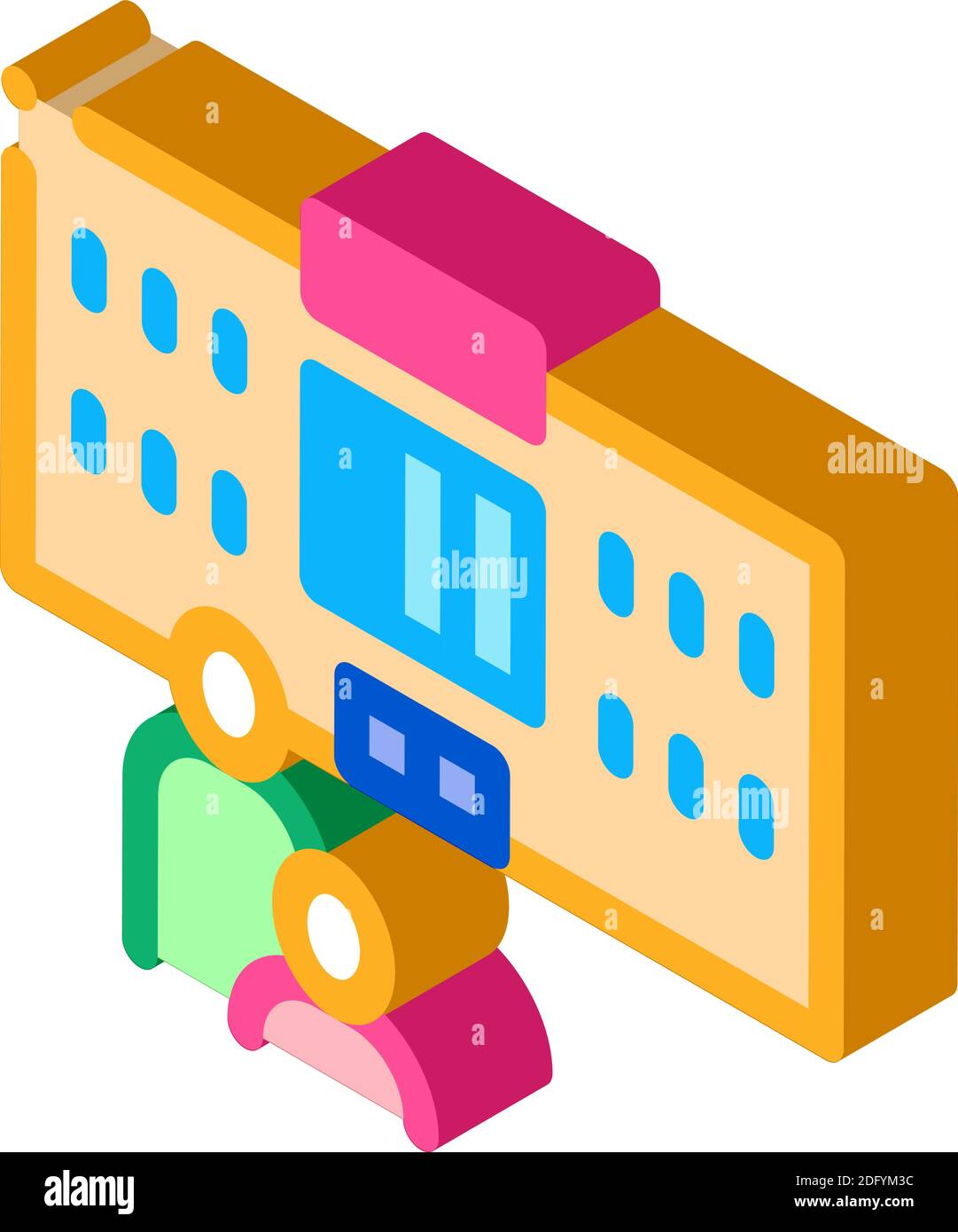 preschool building isometric icon vector illustration color Stock ...