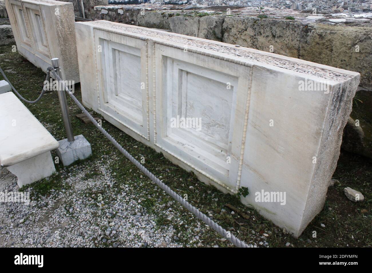 View of the archaeological site of Acropolis with ancient stones from ...