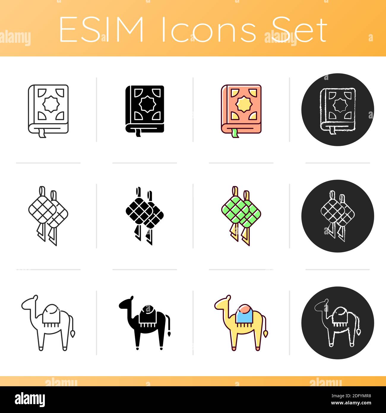 Traditional religious muslim rituals icons set Stock Vector Image & Art ...