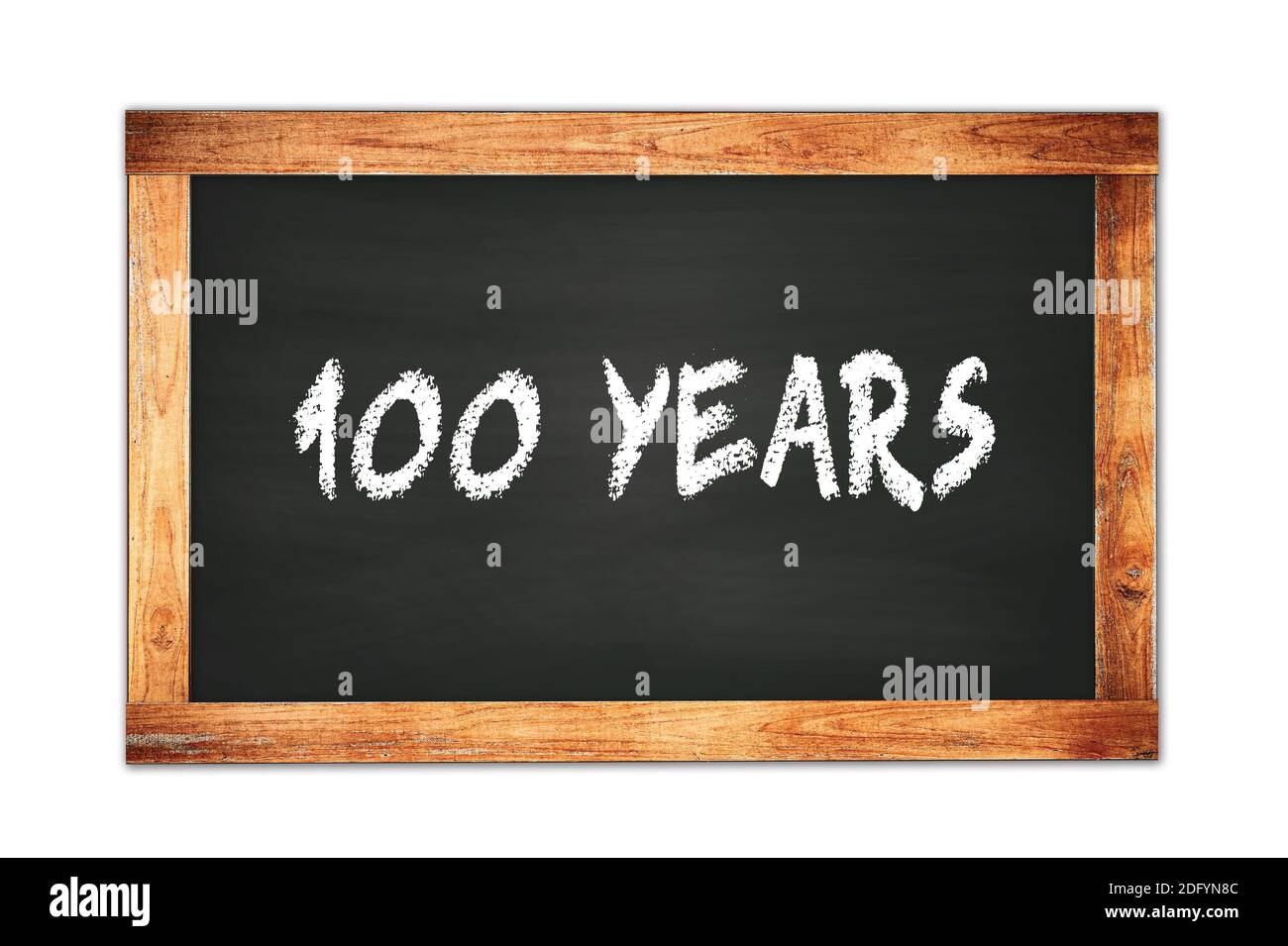 100 YEARS text written on black wooden frame school blackboard Stock ...