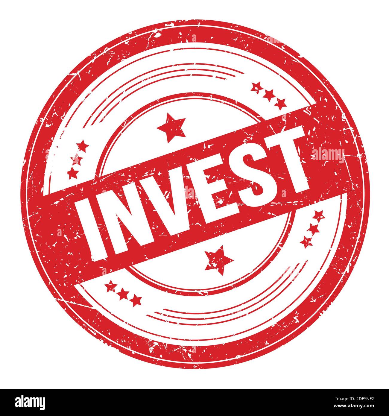 INVEST text on red round grungy texture stamp Stock Photo - Alamy