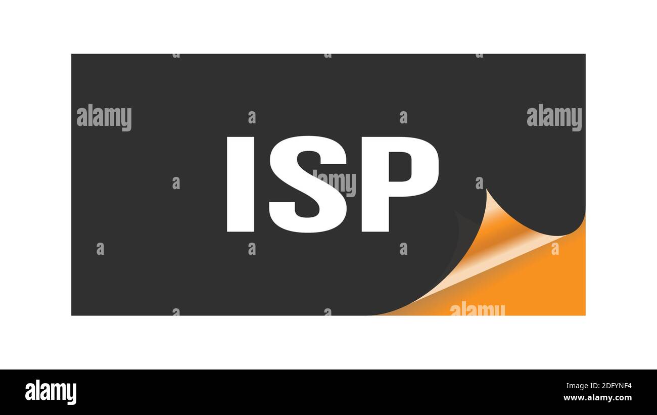 ISP text written on black orange sticker stamp Stock Photo - Alamy