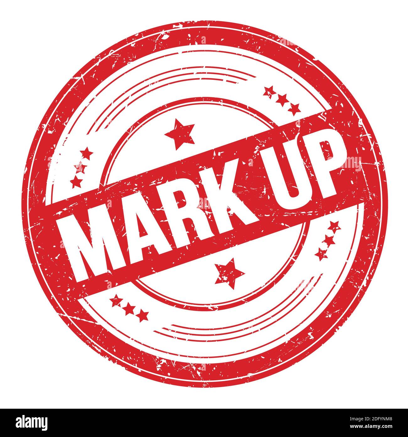 MARK UP text on red round grungy texture stamp Stock Photo - Alamy