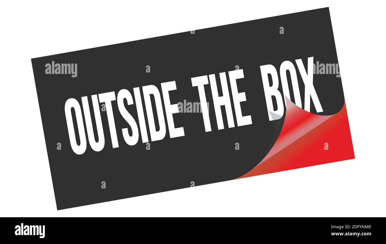 OUTSIDE THE BOX text written on black red sticker stamp Stock Photo - Alamy