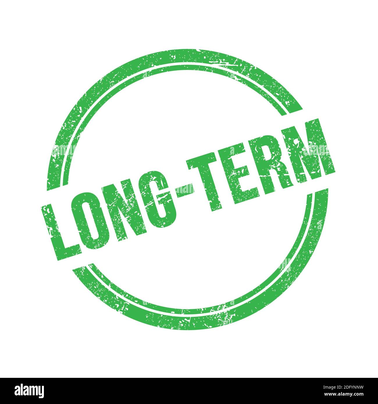 LONG-TERM text written on green grungy vintage round stamp Stock Photo ...