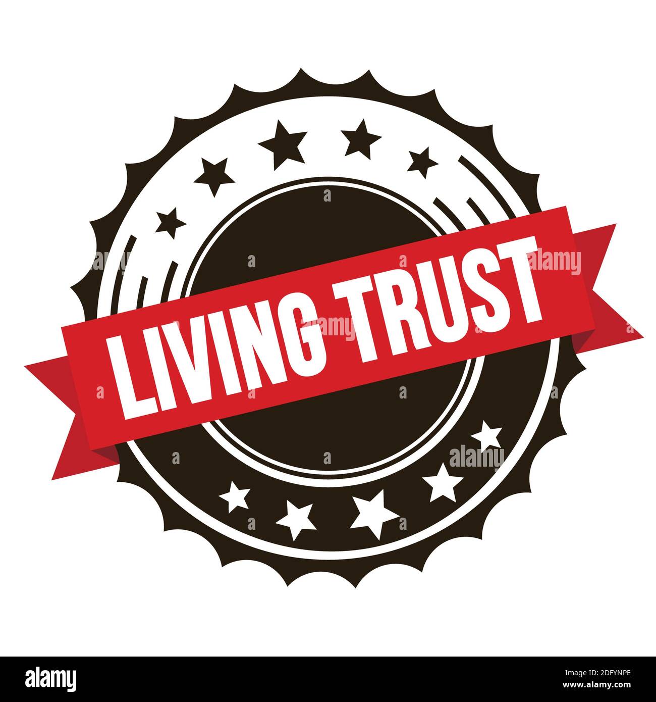 LIVING TRUST text on red brown ribbon badge stamp Stock Photo - Alamy