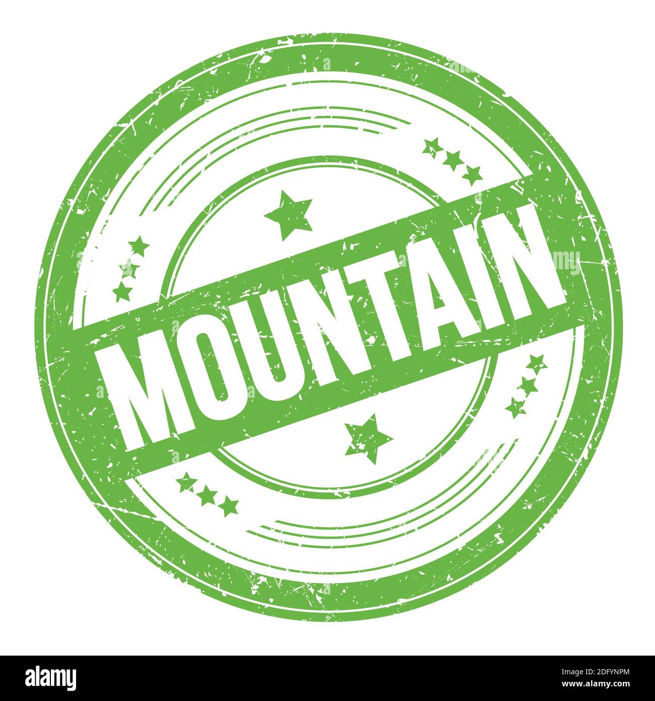 MOUNTAIN text on green round grungy texture stamp Stock Photo - Alamy