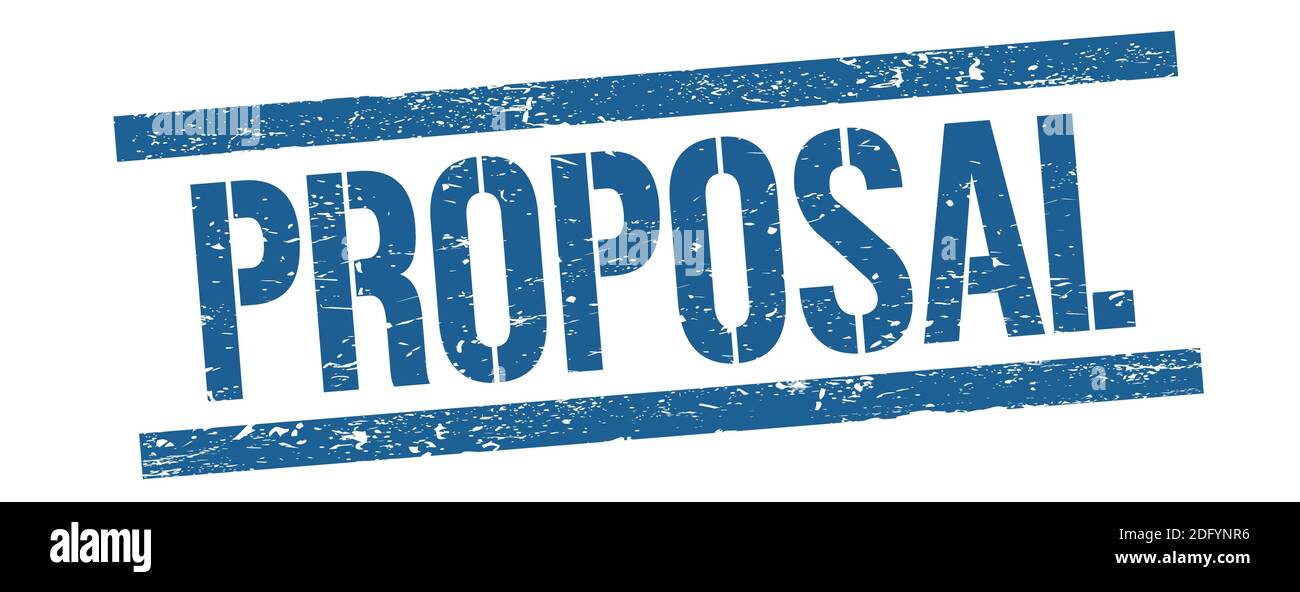 PROPOSAL text on blue grungy lines stamp sign Stock Photo - Alamy