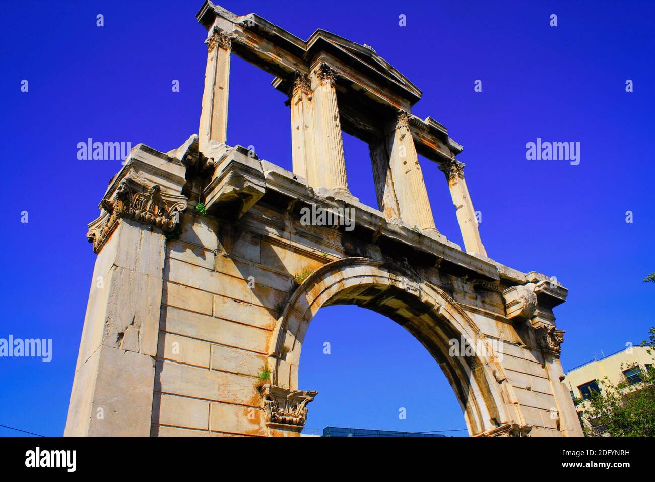 View of the Arch of Hadrian in Athens, Greece Stock Photo - Alamy