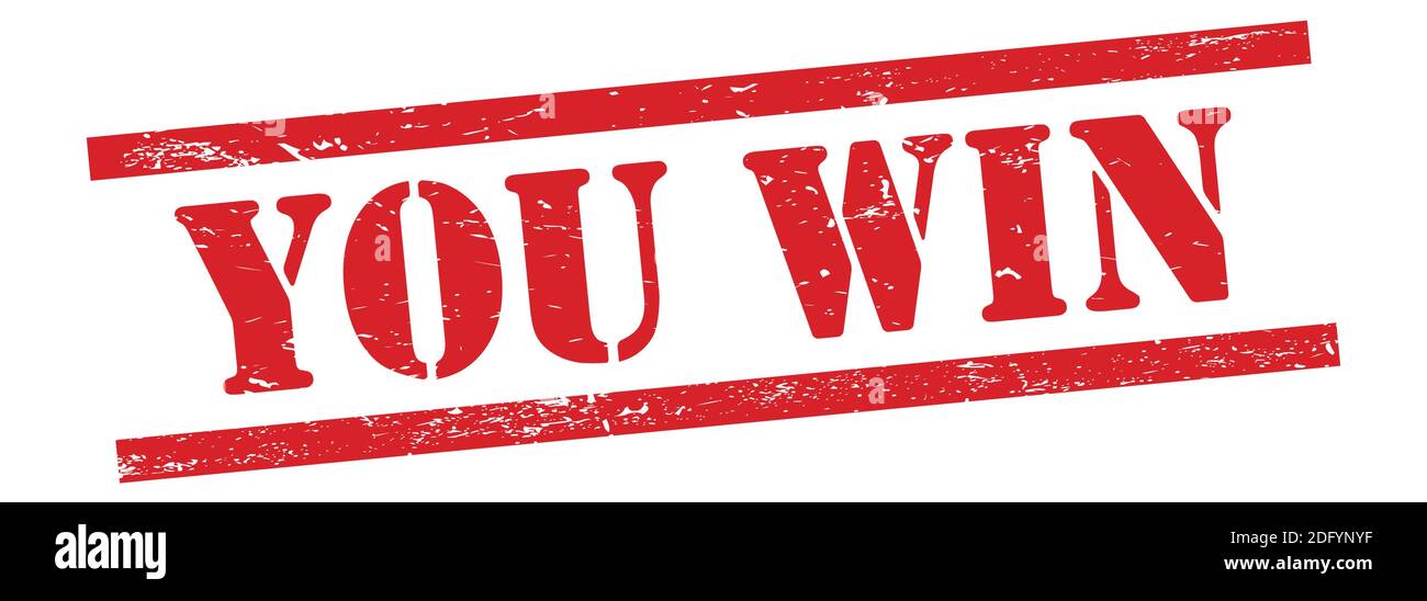 YOU WIN text on red grungy vintage rubber stamp Stock Photo - Alamy