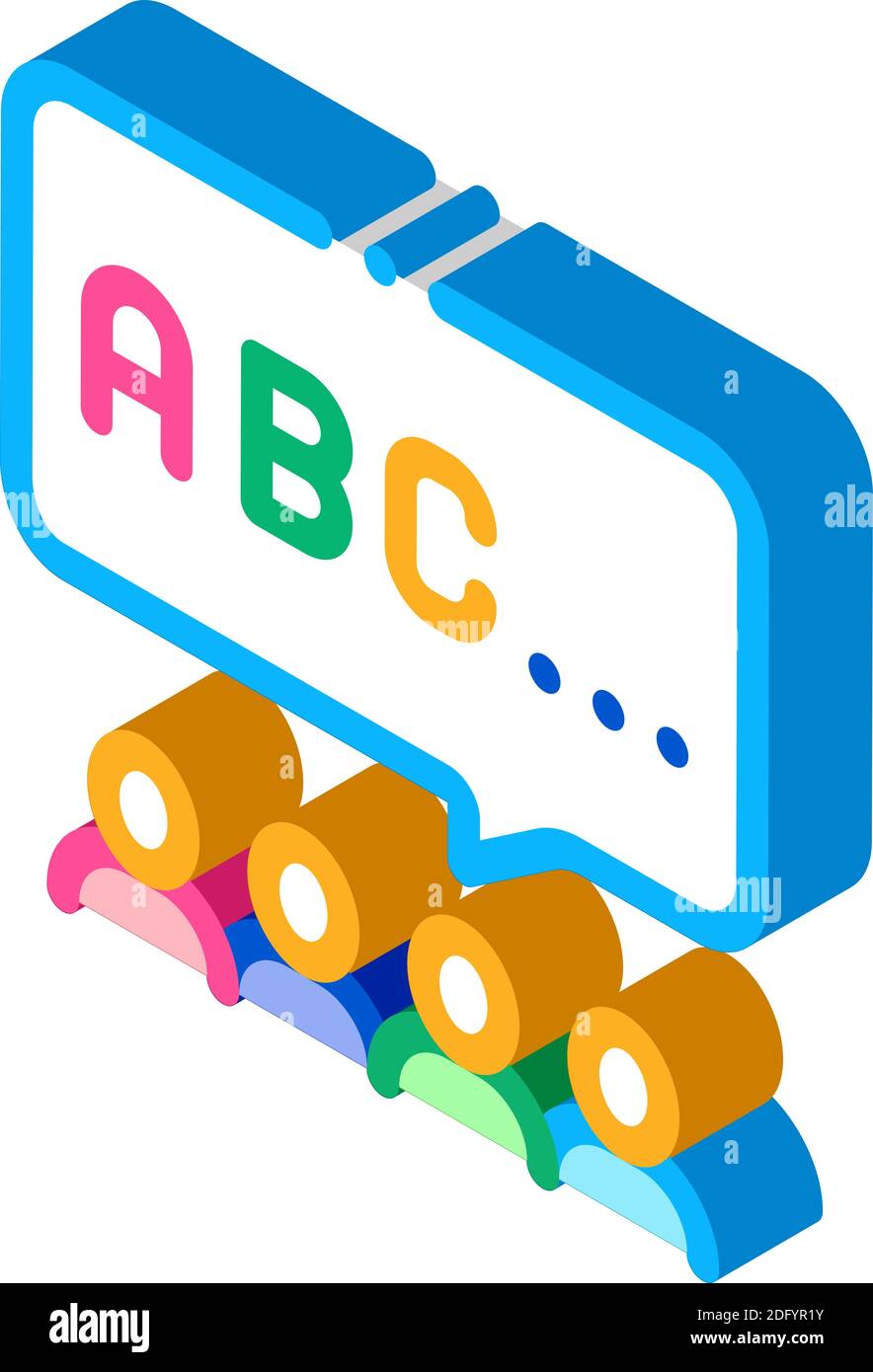 preschool education alphabet isometric icon vector illustration Stock ...