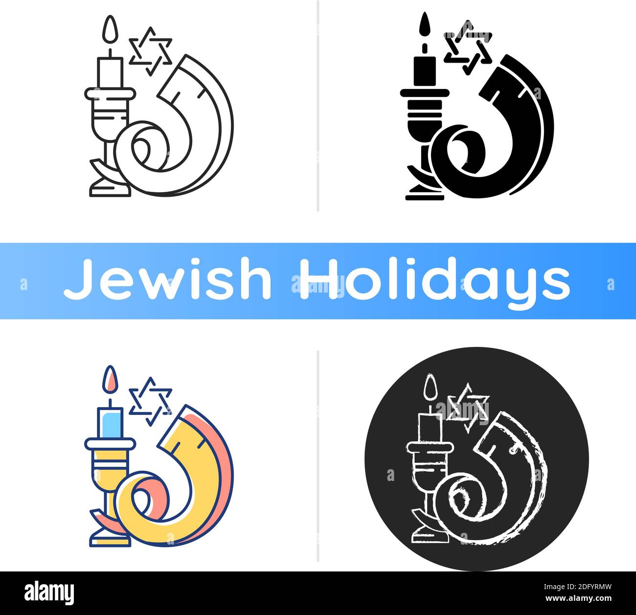 Shofar horn jewish line Stock Vector Images - Alamy