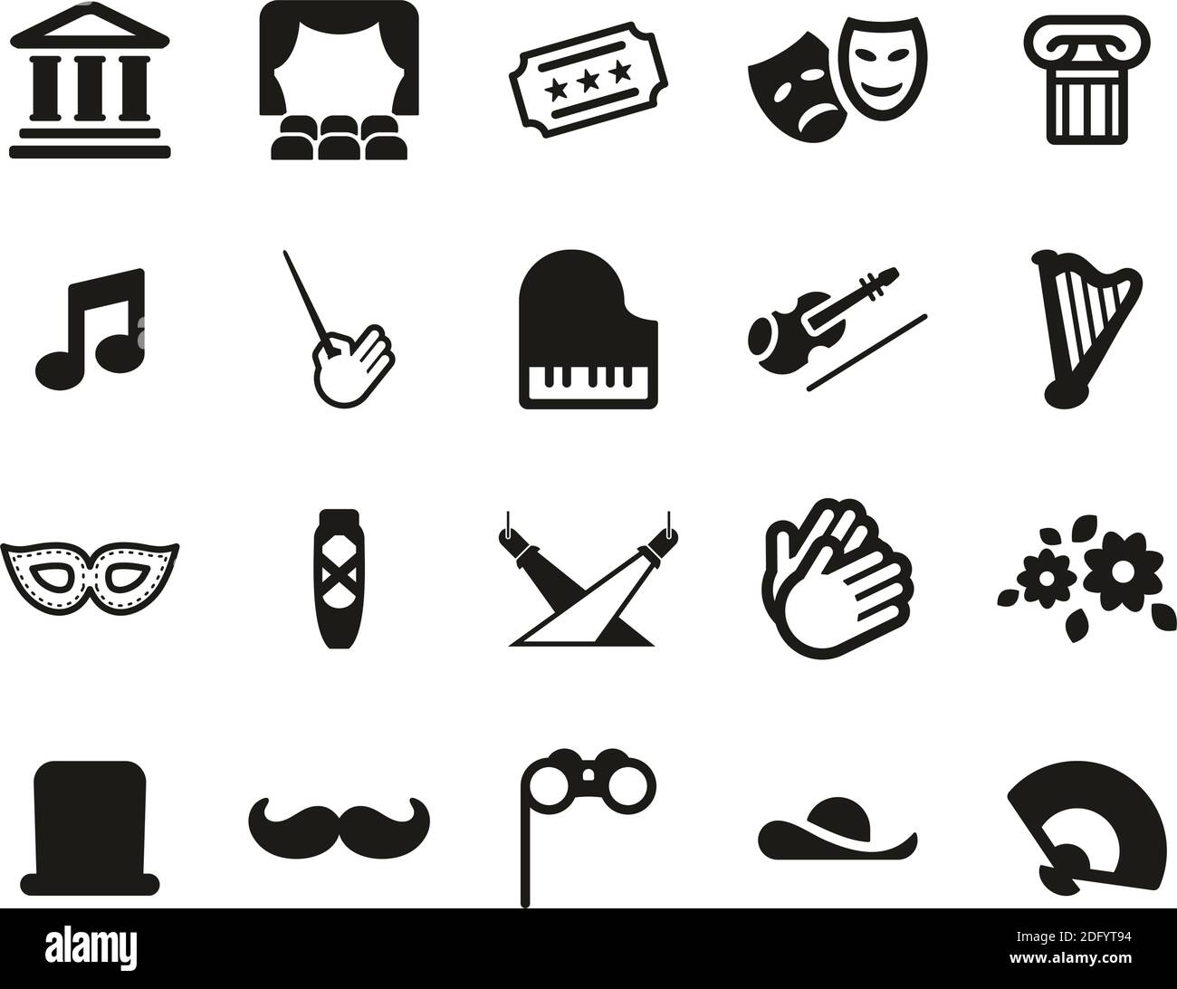 Theater Or Opera Icons Black & White Set Big Stock Vector Image & Art ...