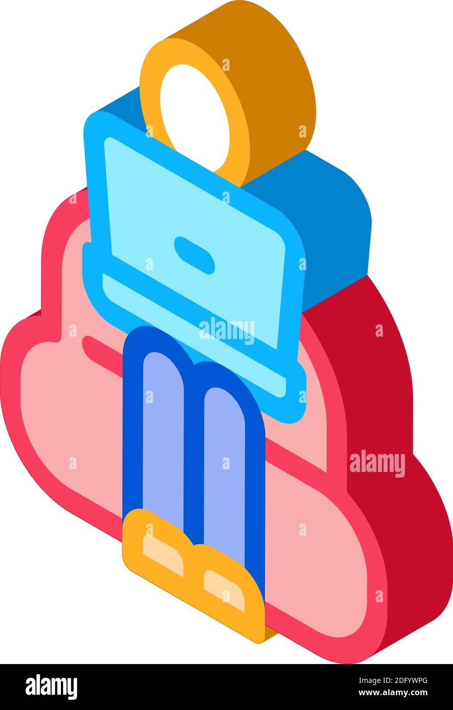 employee working with laptop isometric icon vector illustration Stock ...