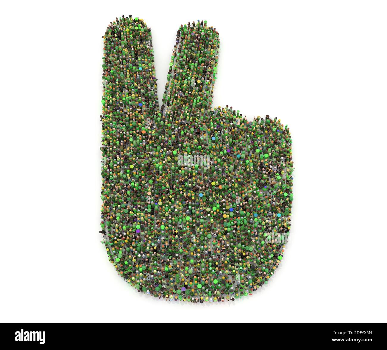 Large crowd of people in peace shape 3d rendering Stock Photo - Alamy