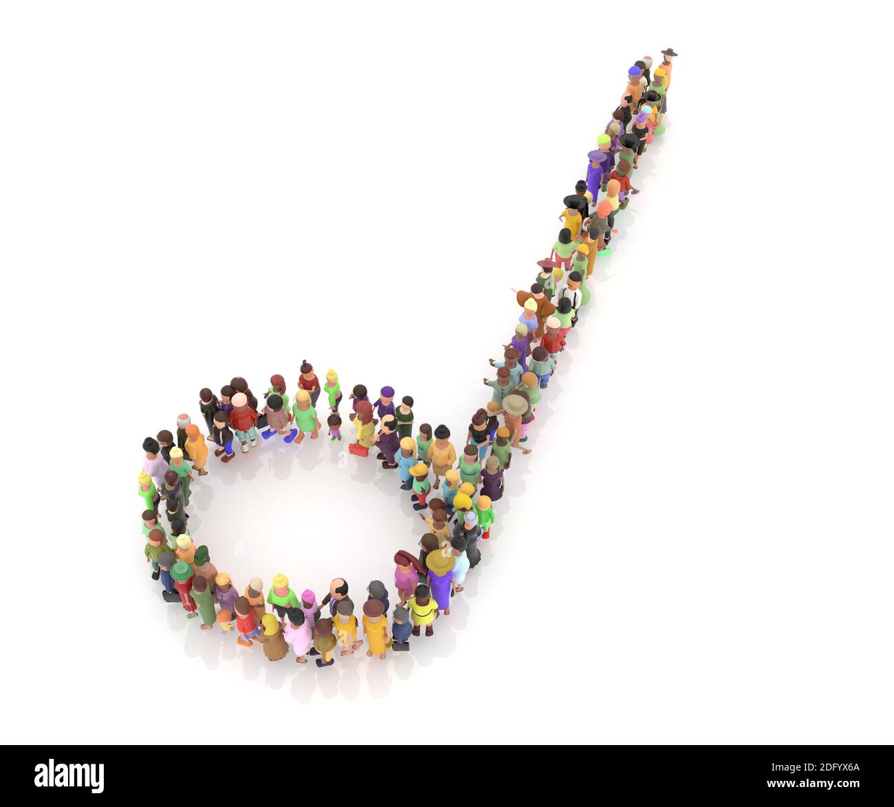 Large crowd of people in a shape of musical symbols 3d rendering Stock ...