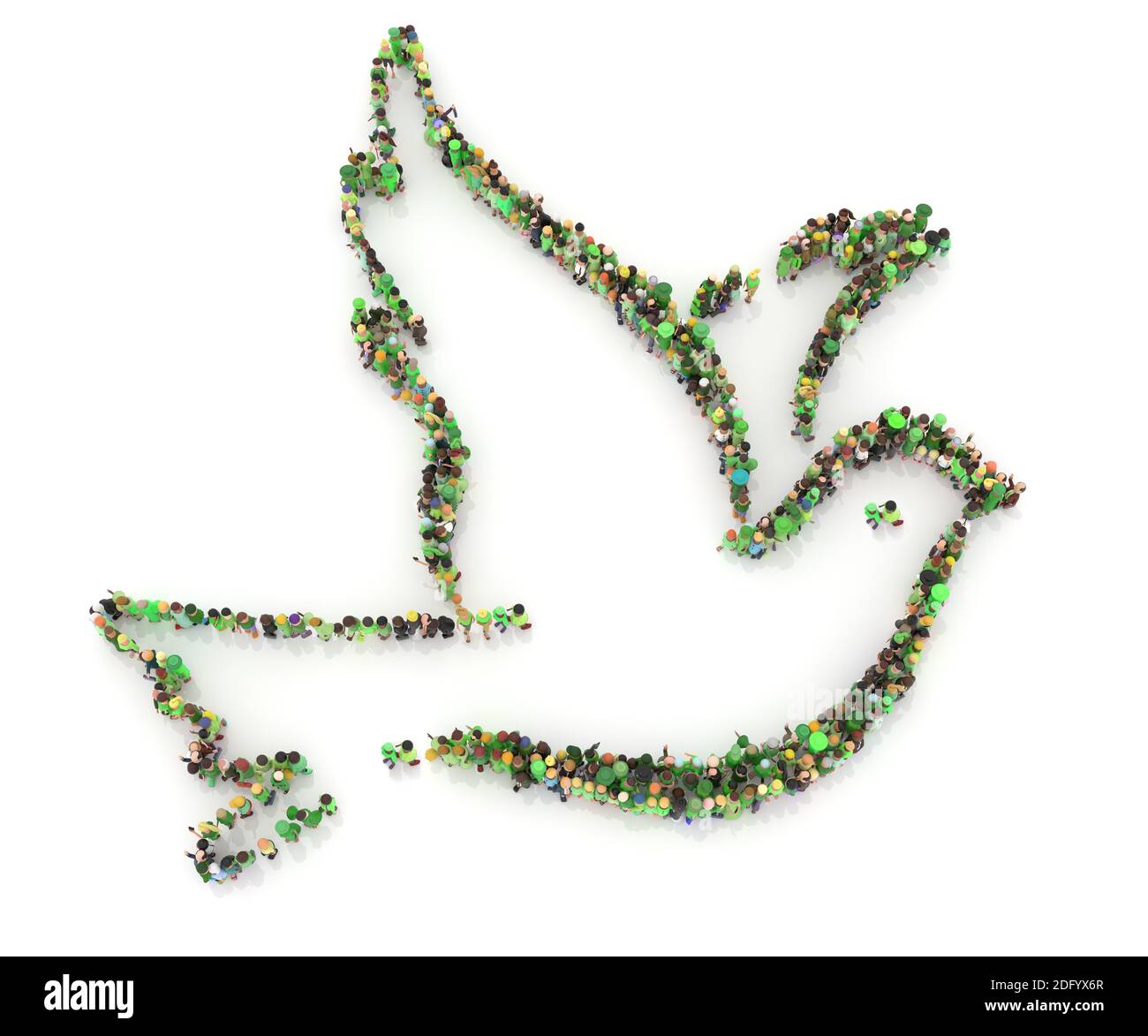 Large crowd of people in peace shape 3d rendering Stock Photo - Alamy
