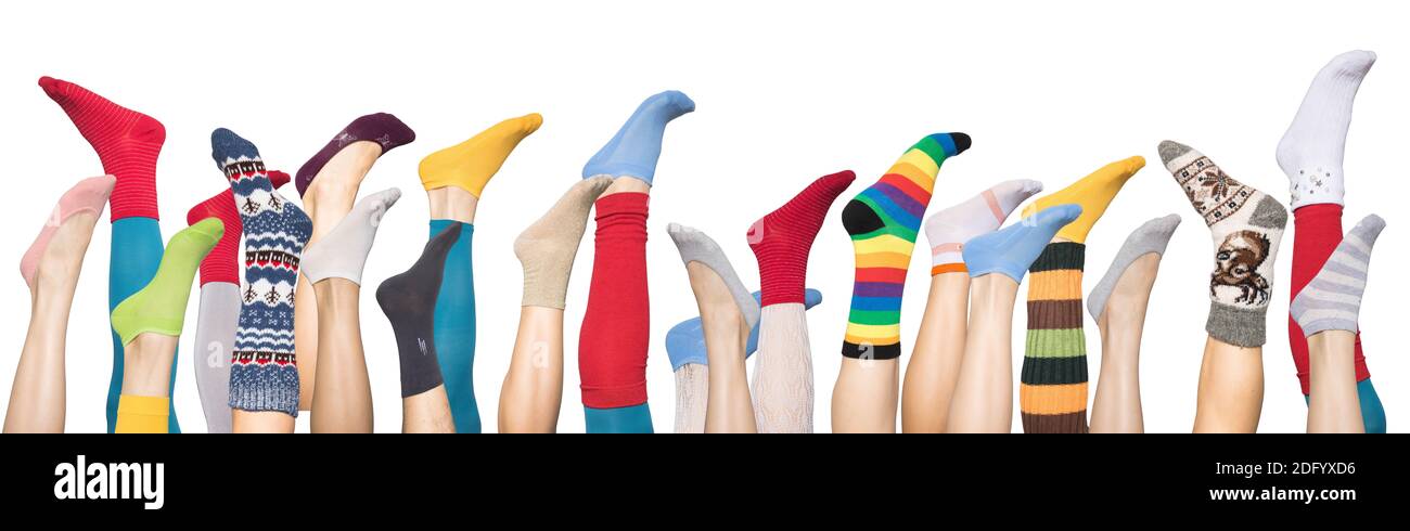 Colorful socks on white background Stock Photo - Alamy