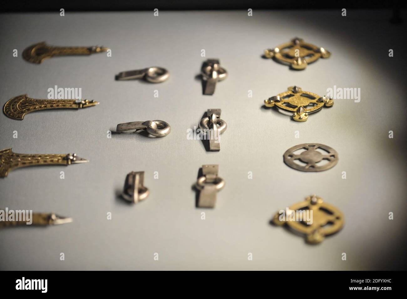 Bucharest, Romania - April 11, 2012: Items of the Romanian treasure ...