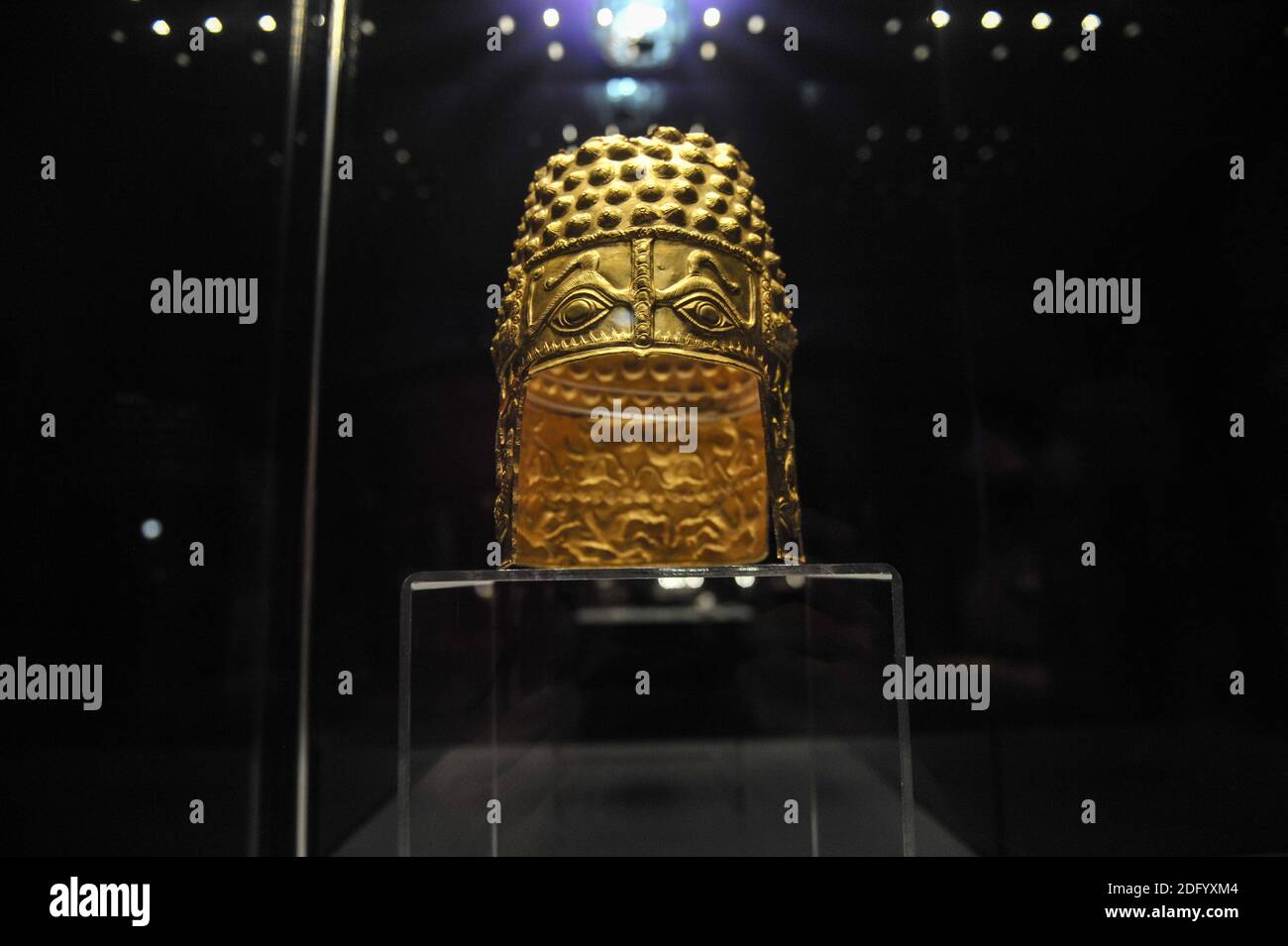 Bucharest, Romania - April 11, 2012: The Golden Helmet of Cotofenesti ...