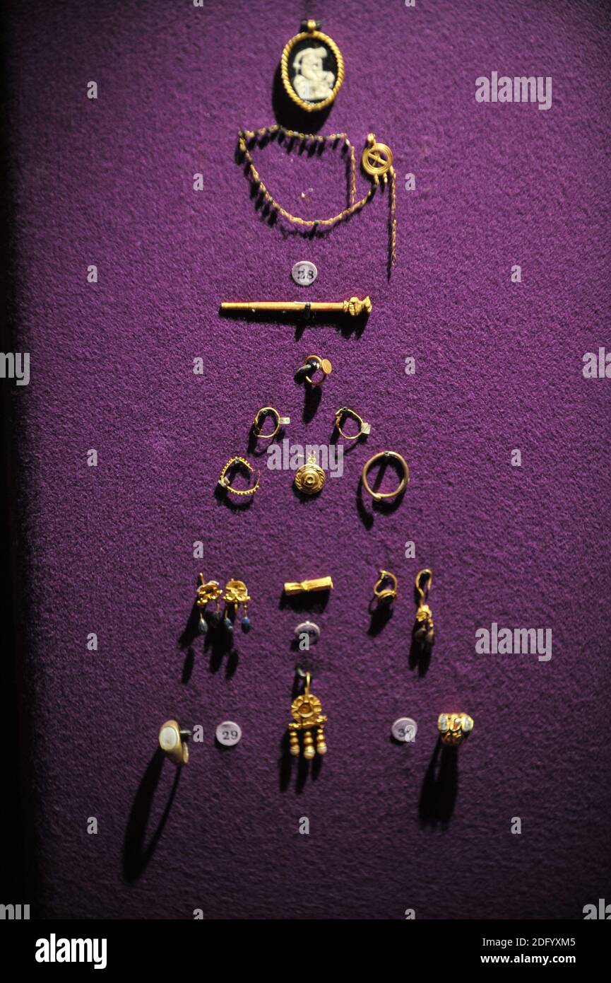 Bucharest, Romania - April 11, 2012: Items of the Romanian treasure ...