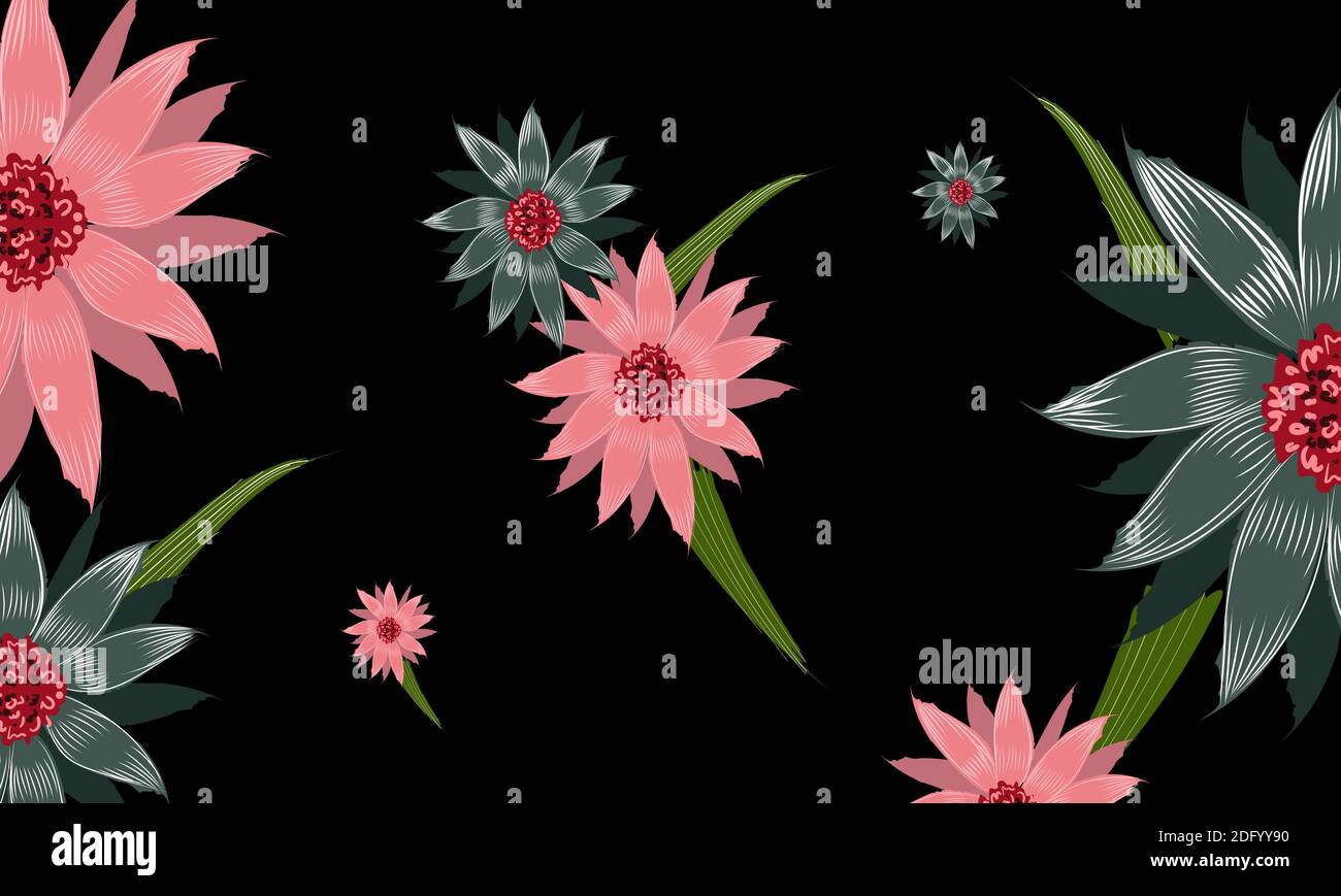 Composition of flowers with multiple long and thin petals. Vector Stock ...