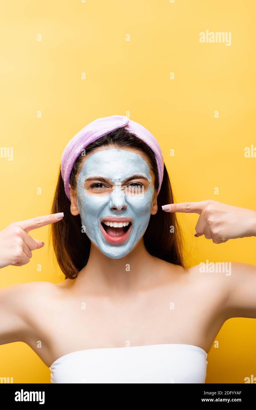 Woman beauty mask yellow hi-res stock photography and images - Alamy