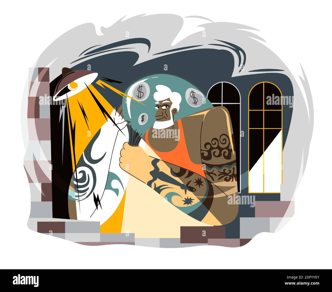 Criminal man counting stolen money at night vector Stock Vector Image ...