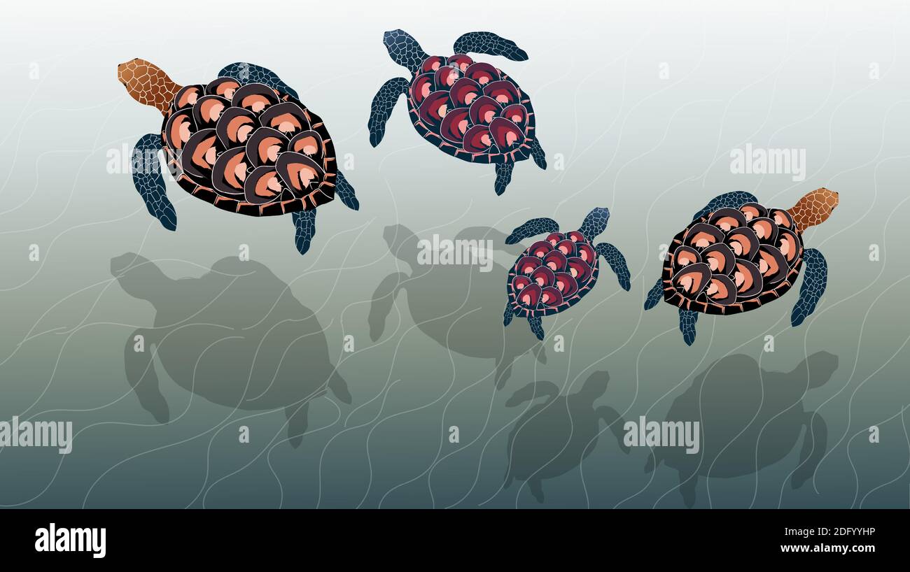 Family of sea turtles Stock Vector Images - Alamy