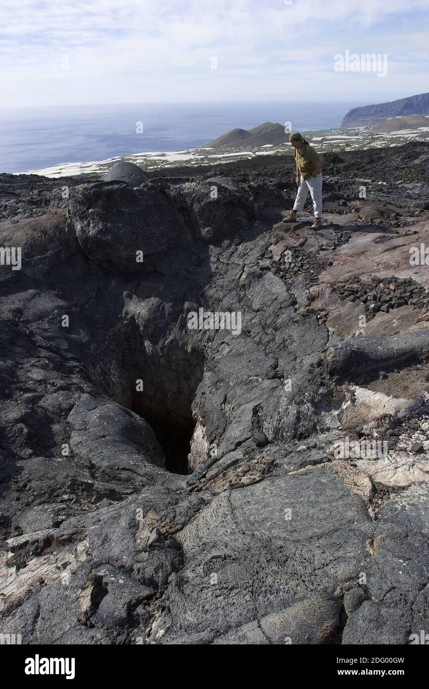 Vulcanic lava cavern, canary Islands Stock Photo - Alamy