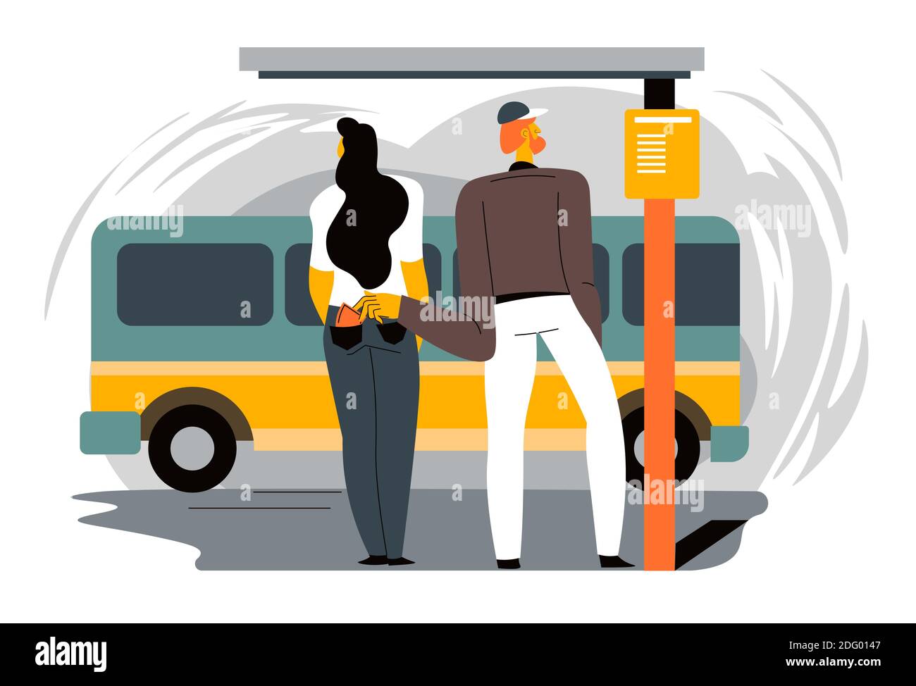 Woman bus stop on Stock Vector Images - Alamy