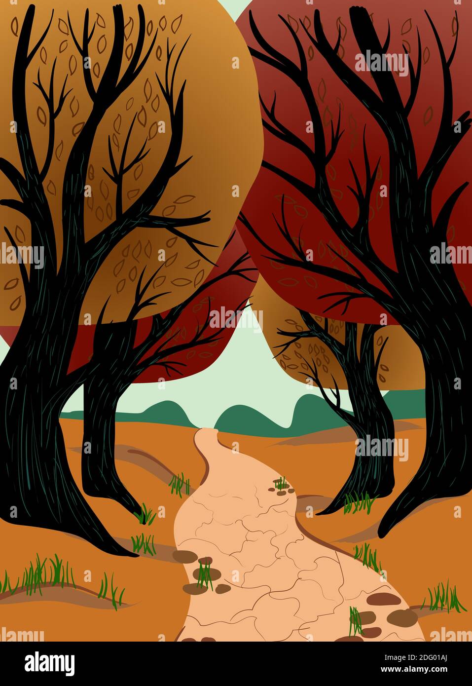 Autumn forest in december Stock Vector Images - Alamy