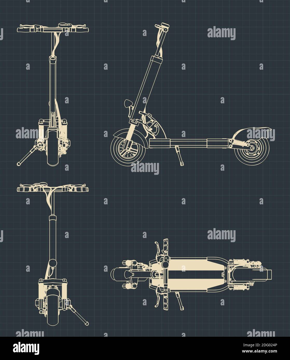 Stylized vector illustration of drawings of an electric scooter Stock ...