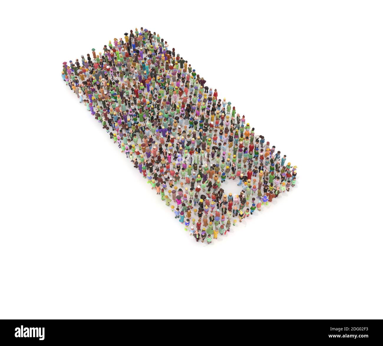 Large crowd of people 3D rendered seen from above in the shape of a ...