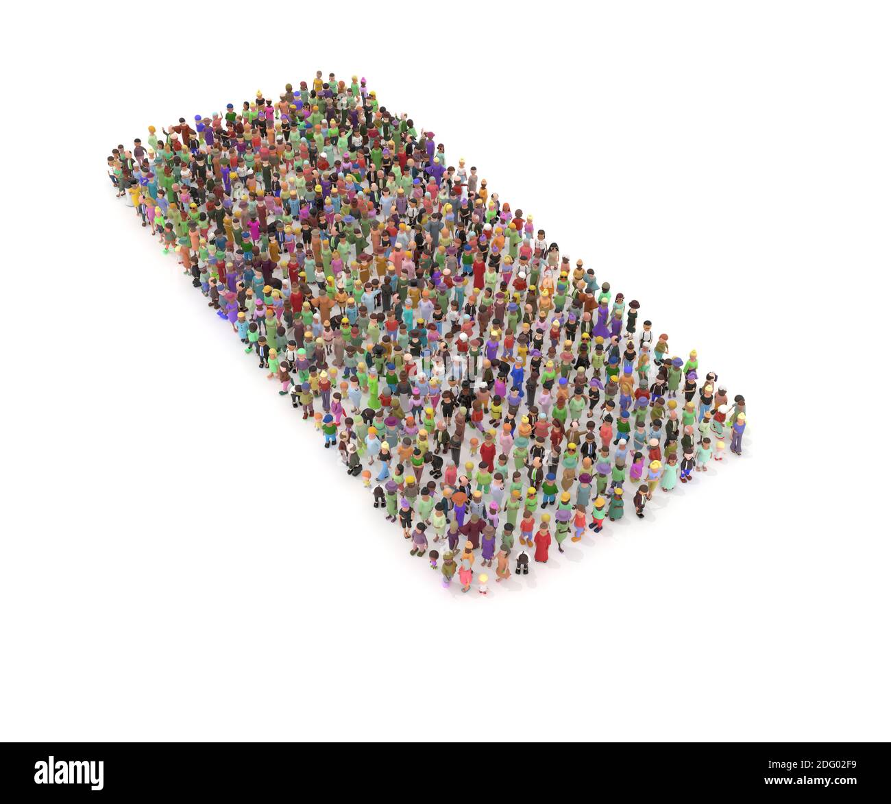 Large crowd of people 3D rendered seen from above in the shape of a ...