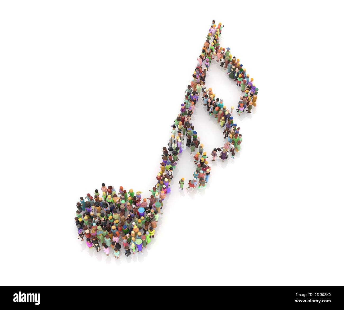 large crowd of people undraw in musical shape, 3d rendering Stock Photo ...