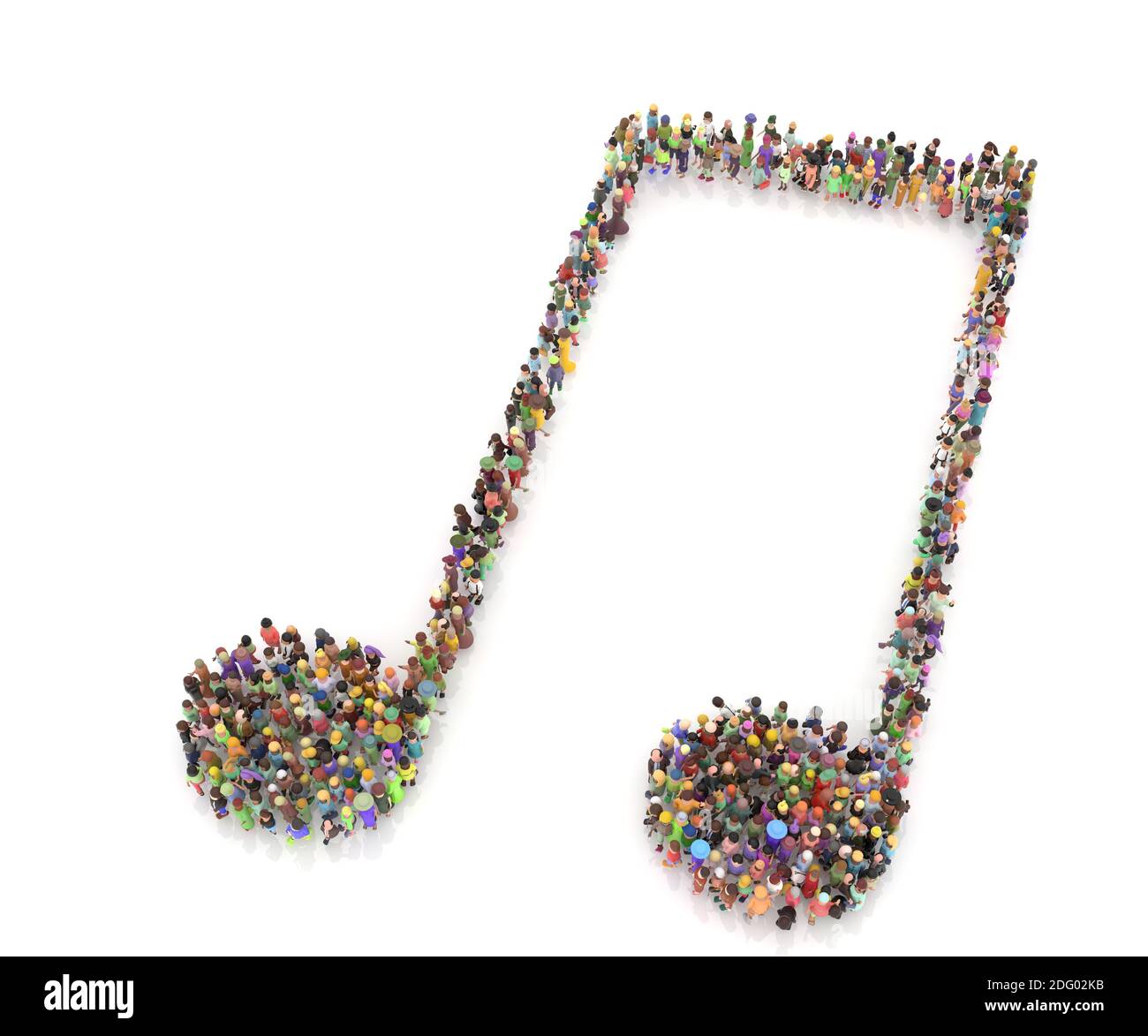 large crowd of people undraw in musical shape, 3d rendering Stock Photo ...