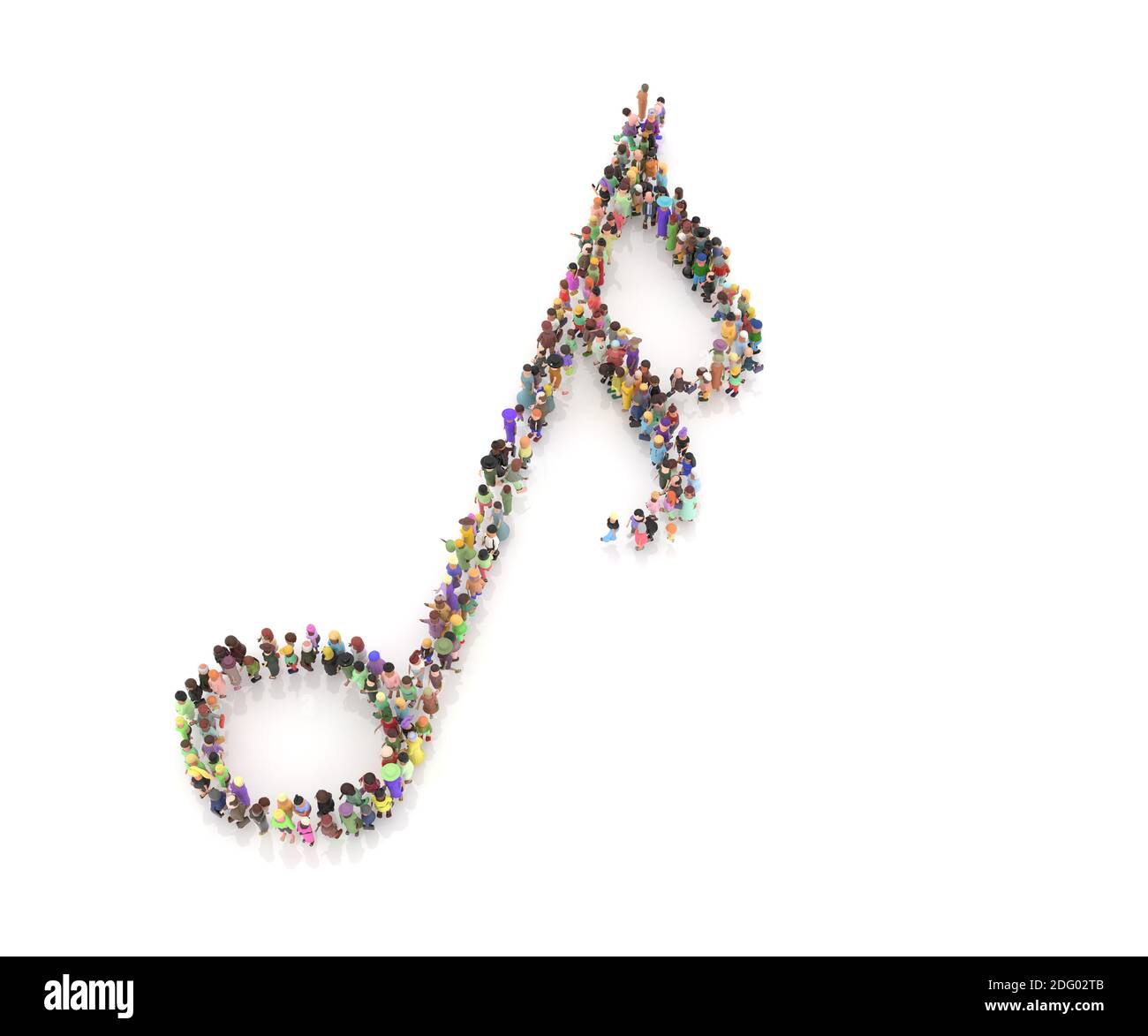 large crowd of people undraw in musical shape, 3d rendering Stock Photo ...